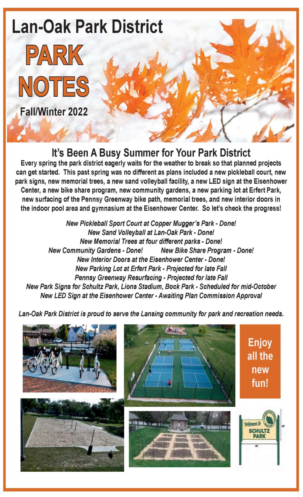 Lan-Oak Park District | Parks Department Lansing Illinois